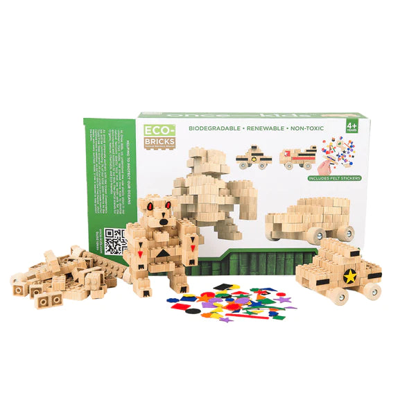 Eco-Bricks™ Bamboo 180 Piece With Felt Stickers – Sensory Tools Australia